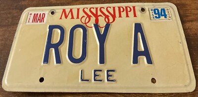 Roy A Vanity License Plate Mississippi | eBay