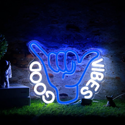 Good Vibe Hand LED Neon Sign 17"x14" Light Man Cave Wall Decor | eBay