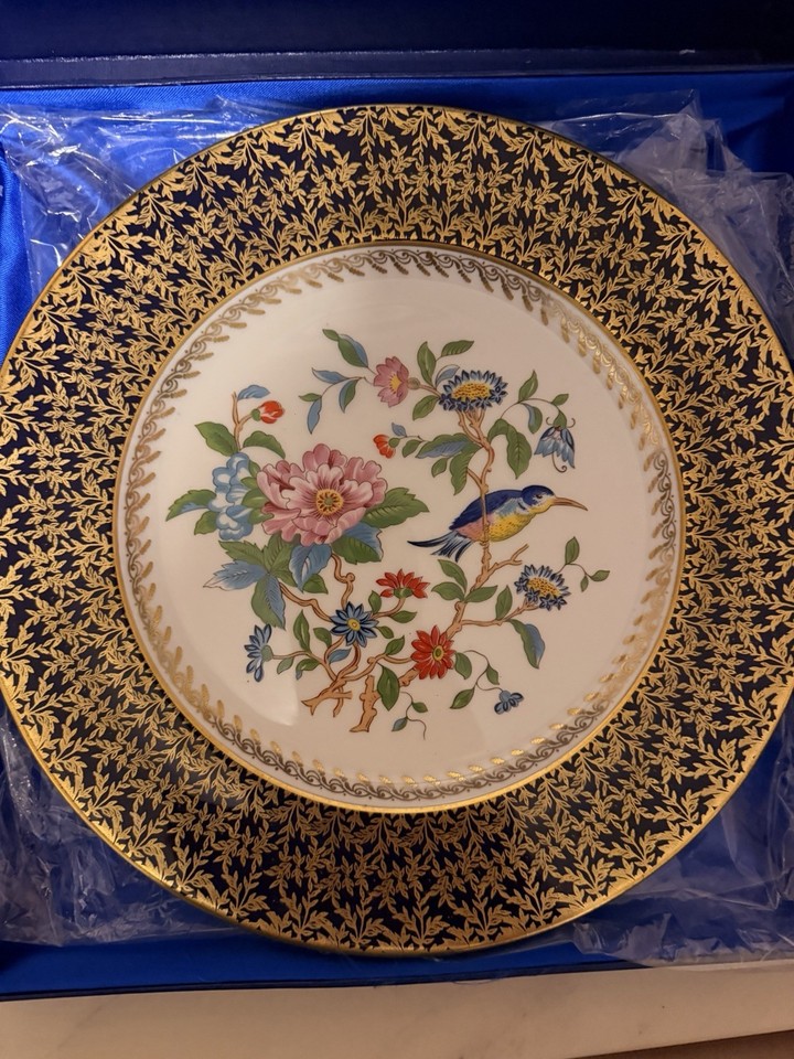 Vintage Aynsley Blue and Gold Filigree Bird and Floral Design Dinner ...