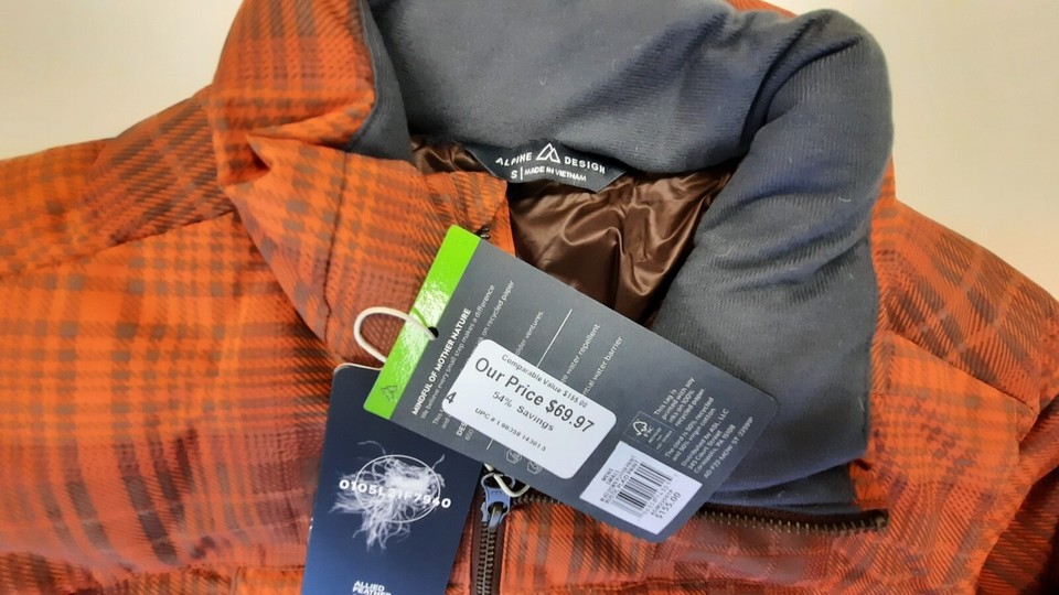 Alpine Design Down Puffer Jacket Rustic Plaid Mens Jacket, Choose Size ...