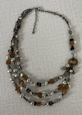 Silpada Icon Triple Strand Sterling Silver Pearl Multi Strand Necklace ...