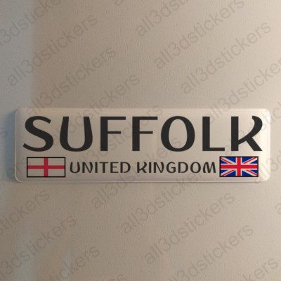Suffolk England UK Sticker 4.70x1.18" Domed Resin 3D Flag Stickers ...
