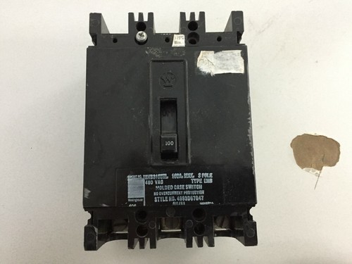 Westinghouse EHB3100NL 100A 3P 480V Non-Auto Molded Case Switch Used ...