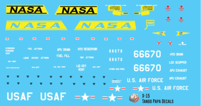 X 15 Scale Model Decals X 15 Markings And Stencils, Hypersonic Models