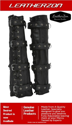 HEAVY DUTY GENUINE LEATHER ARM and LEG BINDER RESTRAINT STEEL BOND ...