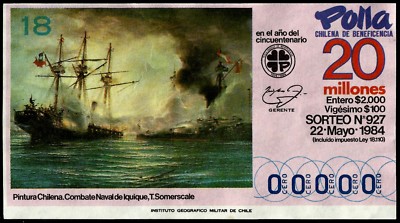 CHILE, LOTTERY TICKET, "POLLA CHILENA", GAME # 927, YEAR 1984, NUMBER ...