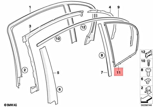 For BMW Genuine Door Window Frame Rear Left 51357033645 | eBay