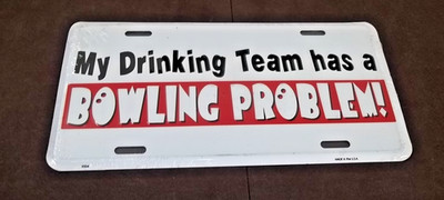 Vintage Bowling League Drinking Problem Novelty Metal Front License ...