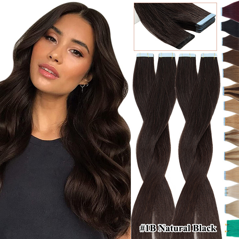 Double Sided Tape In Human Hair Extensions Real 100% Remy Thick 2.5g ...