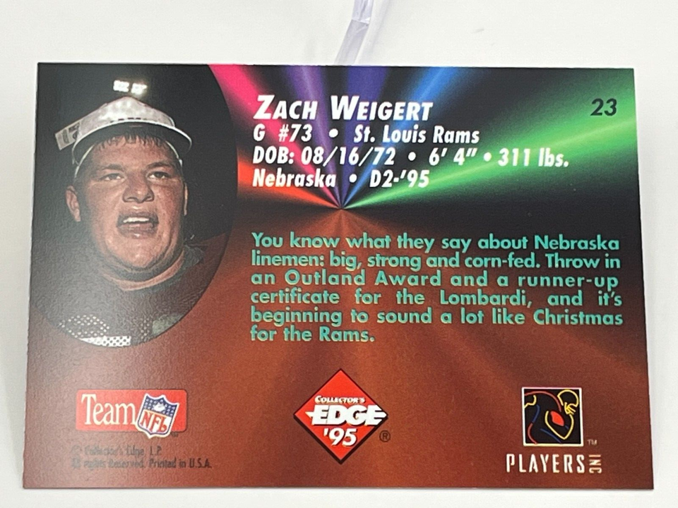 1995 Collector's Edge RC #23 Zach Wiegert Black Label Gold St. Louis ...