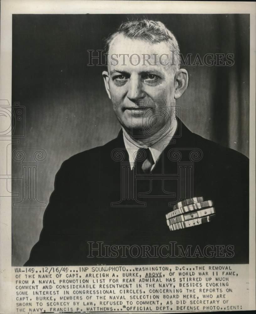 1949 Press Photo United States Navy Captain Arleigh A. Burke in ...