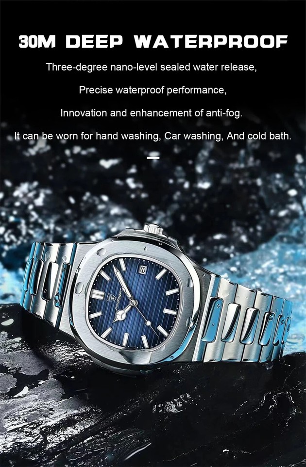 Men's Luxury Automatic Watch Blue Dial | Nautilus Style | Stainless ...