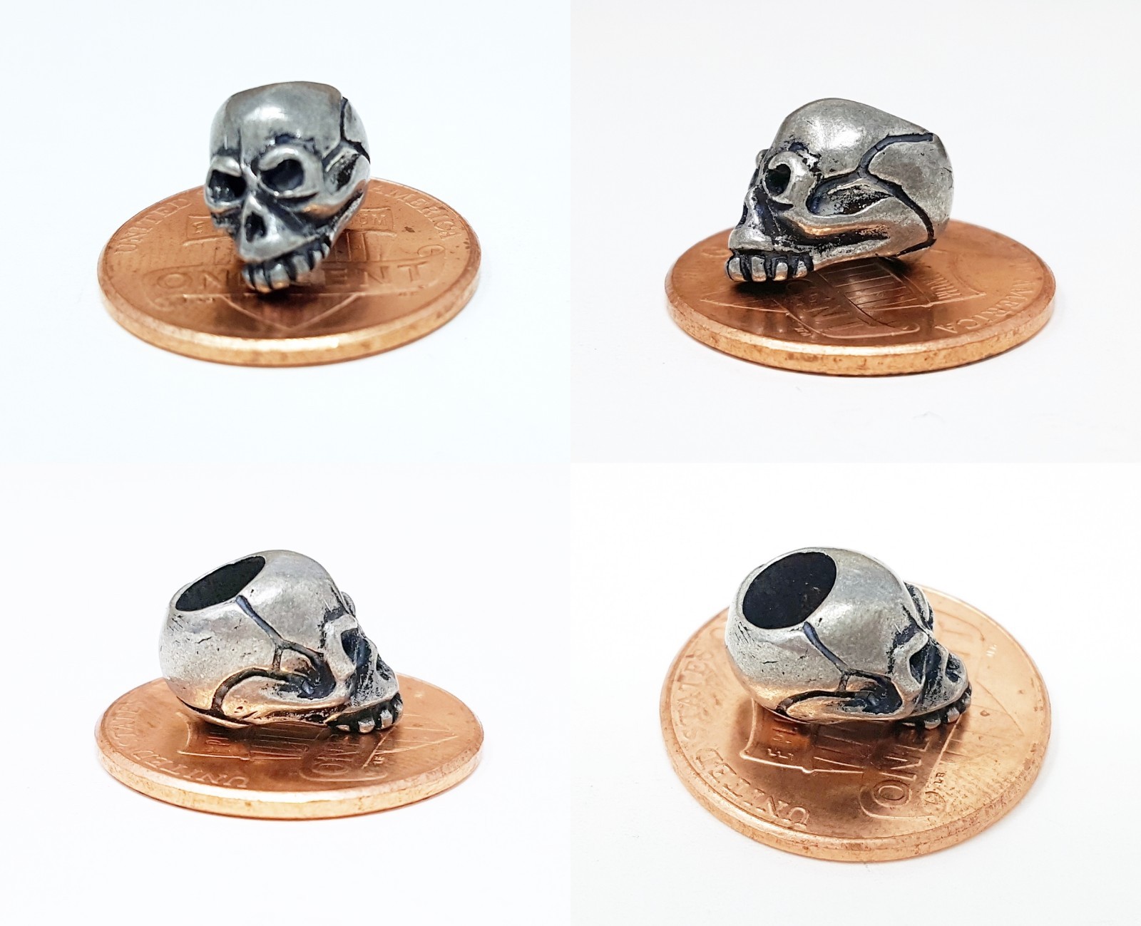One Pair Knife Paracord Lanyard Bead Mini Joe Skull Pewter JP ...