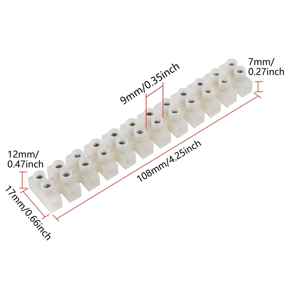 20pack Terminal Block White Screw Terminal Connector Dual Row Electric ...