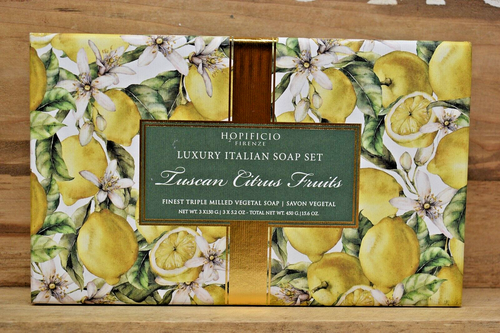 HOPIFICIO Tuscan Citrus Fruits Luxury Italian Soap Set 1 Box of 3 x 5.2 ...
