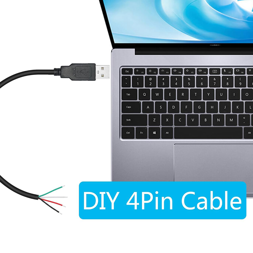 2pcs 1.2M/4FT USB 2.0 A Male 4-Pin Pigtail Bare Wire 5V/1A for Repair ...