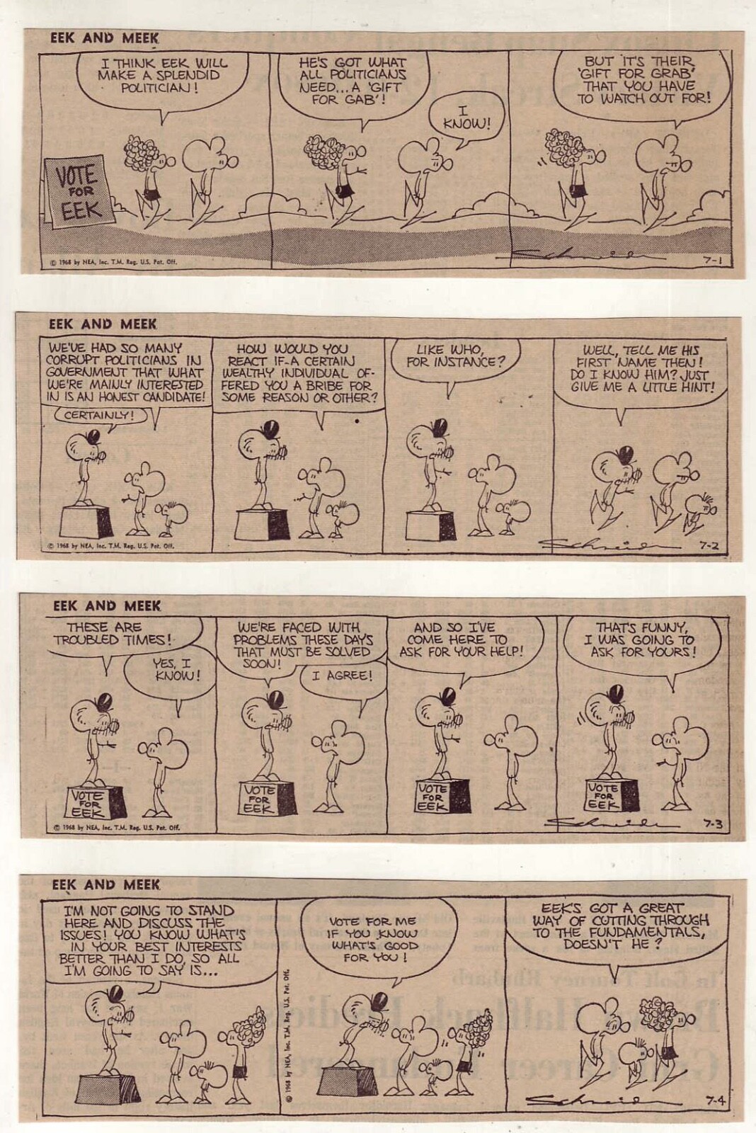 Eek and Meek by Howie Schneider - 27 daily comic strips - Complete July ...