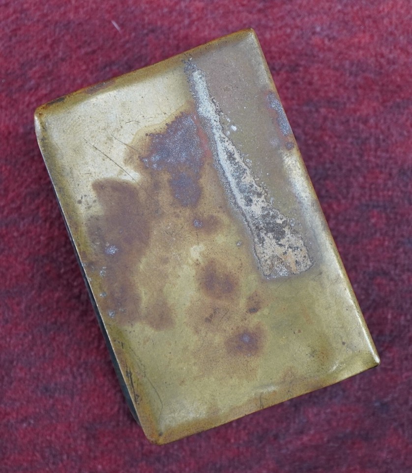 WW2 WW1 German match box case old vintage buckle army tobacco tin ...