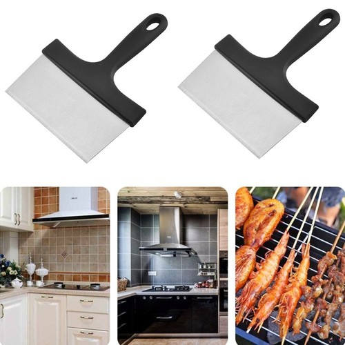 2 Pcs Black Grill Scrapers Stainless Steel Dough Scraper New Pan ...
