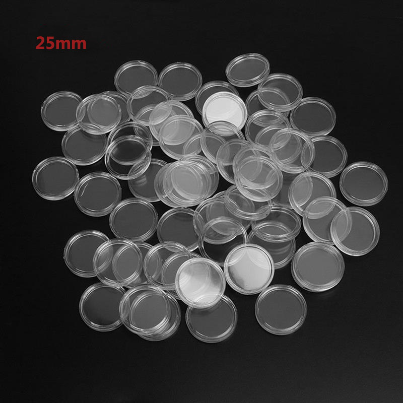 Clear Plastic Coin Holders 25mm Collection Storage 25-Piece Clear ...