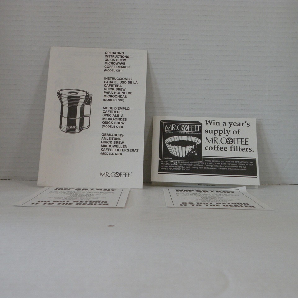 Mr. Coffee Quick Brew QB1 Microwave Coffeemaker w/ 10 oz Travel Mug | eBay