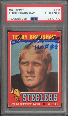 Terry Bradshaw Signed 1971 Topps #156 PSA/DNA Rookie Autographed Card ...