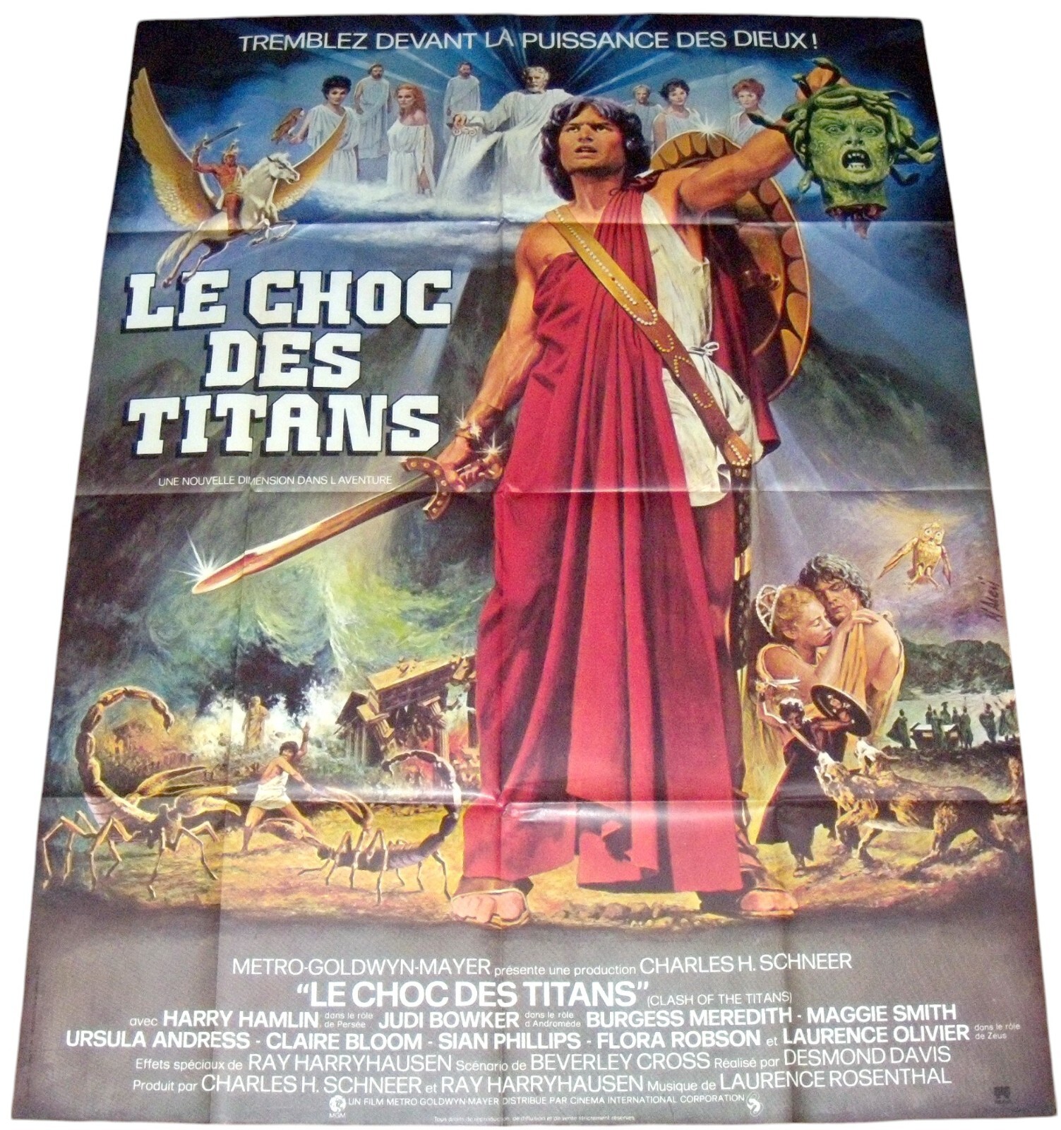 CLASH OF THE TiTANS Desmond Davis greek mythology LARGE french POSTER ...