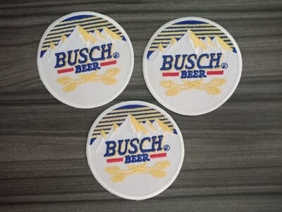 3 pcs BUSCH BEERS Patch Iron on Embroidered or Sew on Shirt Jacket Hat ...