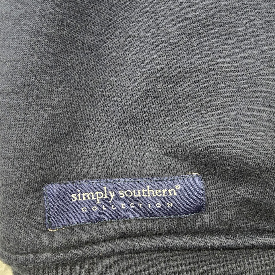 Simply Southern Pullover Womens Medium Blue Pink Elbow Patch 1/4 Zip ...