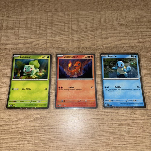 POKEMON 151 Promo Card Set Charmander, Bulbasaur & Squirtle 46/47/48 ...