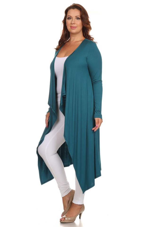 Women Plus Size Long Maxi Cardigan Sweater Draped Open Front - Made in ...