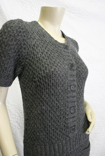 BCBG HEATHER CHARCOAL "FHD1B786" SHORT SLEEVE BUTTON SWEATER DRESS NWT ...