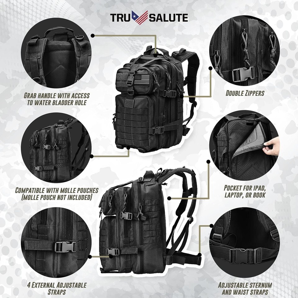 45L Military Tactical Backpacks Molle Army Assault Pack Hiking Treeking ...