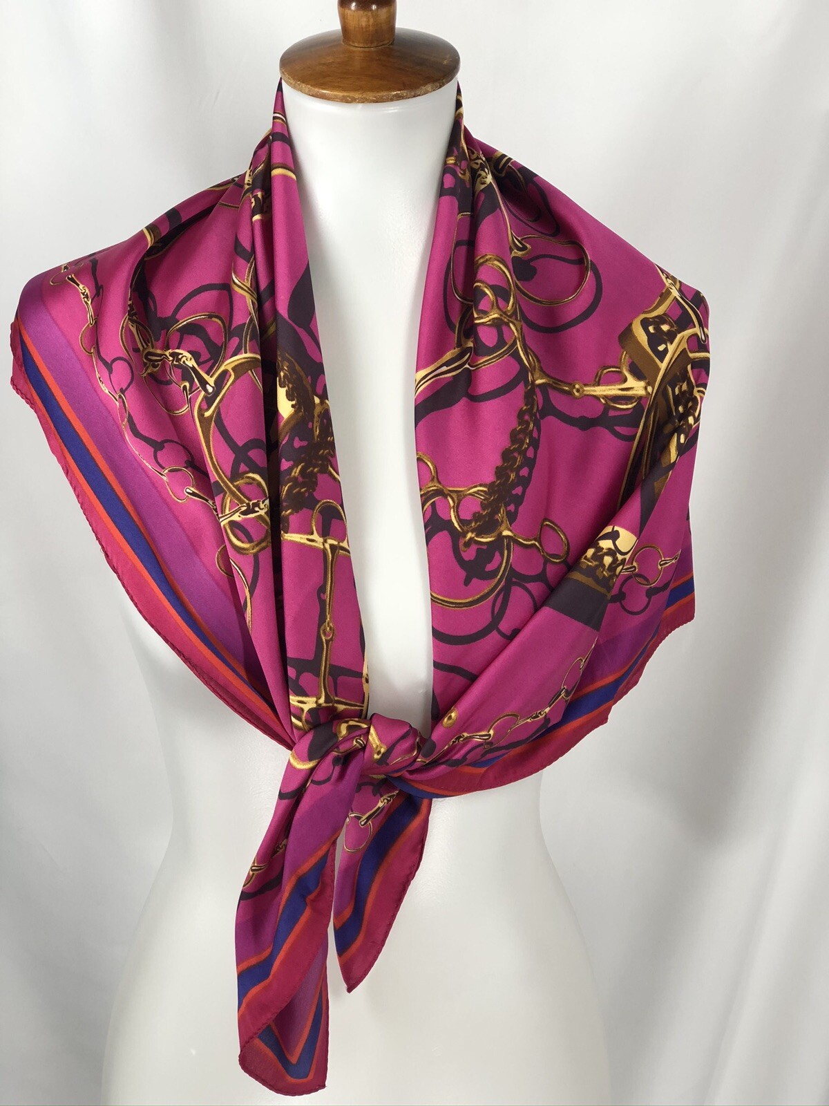 Womens Pink Gold Horse Bit Scarf Square - Gem