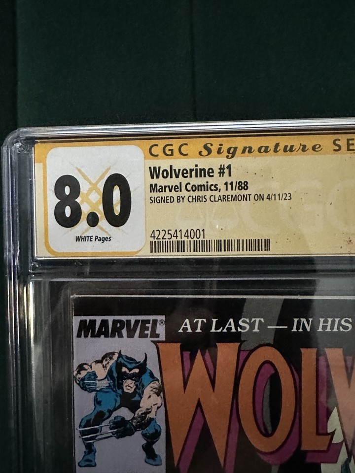 Wolverine #1 1988 Signed Chris Claremont CGC 8.0 Yellow Label Signature ...
