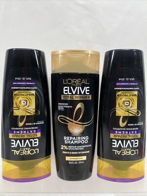 (3) L'Oreal Elvive Total Repair Extreme Renewing Shampoo Damaged Hair ...