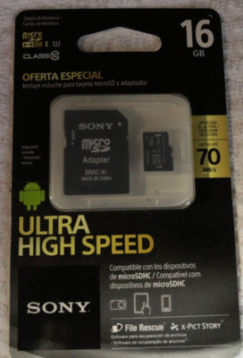 16 GB SD card with Adapter - Sony Ultra High Speed micro SDHC 70 MB/s ...