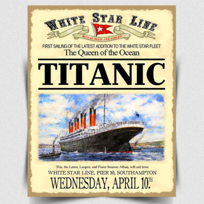 Titanic Vintage Style Sign Metal Plaque Sign Shiping Advertising Poster ...