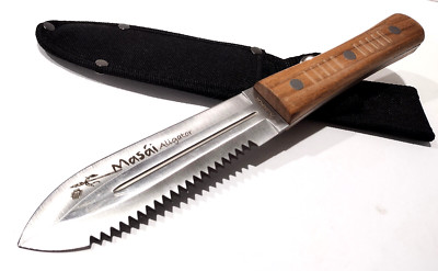 Albainox Masai Alligator Fixed Blade Double Edge Full Tang Serrated ...