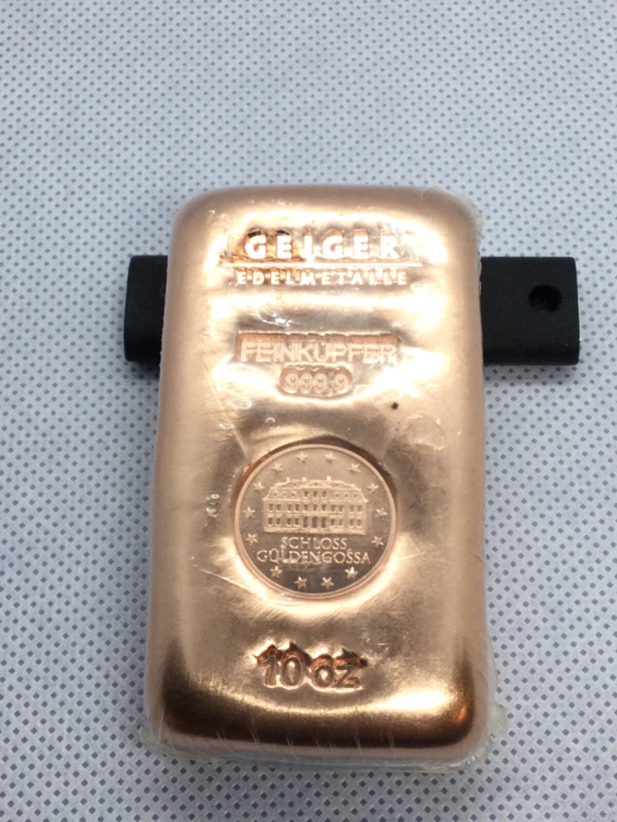 10 oz .999 FINE COPPER GEIGER EDELMETALLE BAR IN OG PLASTIC CU 777 2 ...
