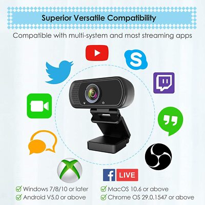 1080i Full HD USB Webcam PC Desktop & Laptop Web Camera Microphone/FHD ...