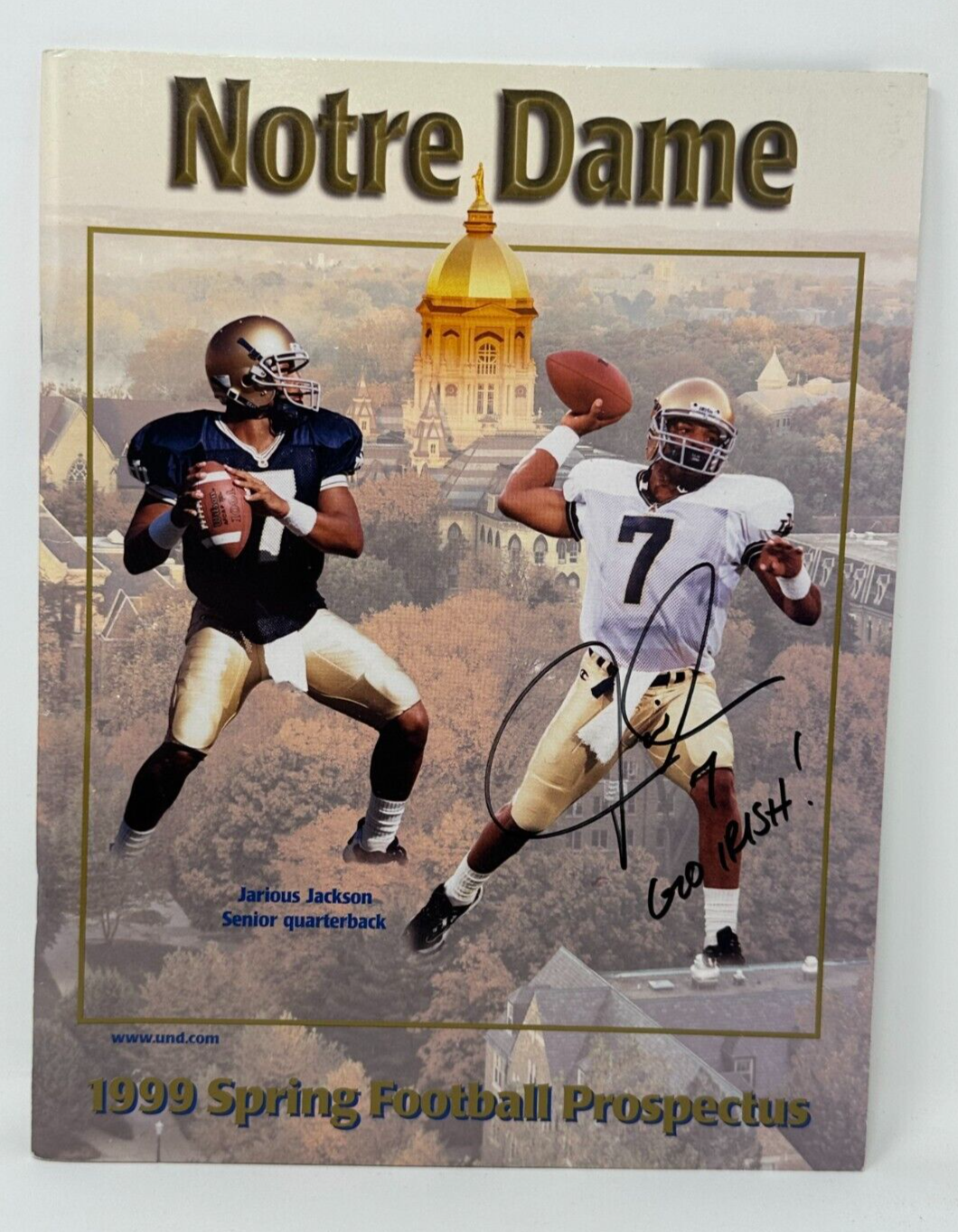 Jarious Jackson NCAA Signed 1999 Notre Dame Spring Football Prospectus ...