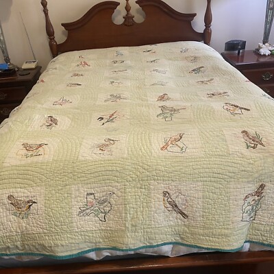 Vintage Embroidered State Bird Quilt Handmade | eBay