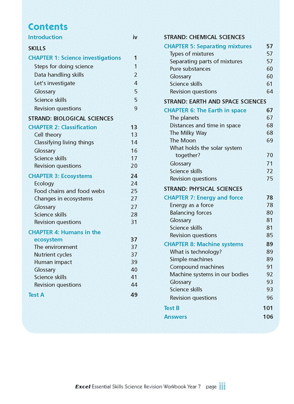 Excel Essential Skills: Science Revision Workbook Year 7 9781740200837 ...