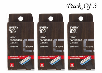 Every Man Jack Razor Cartridges 8-Pack Each (Pack Of 3) Total 24 ...