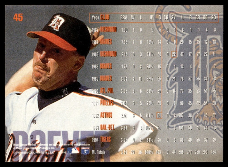 1995 Fleer #45 Joe Boever Detroit Tigers | eBay