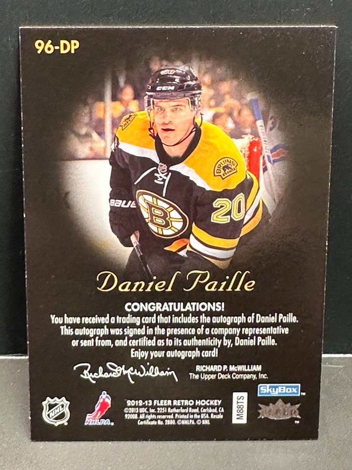 Daniel Paille 2012-13 Fleer Retro 1996-97 Skybox Autographics Auto #96 ...