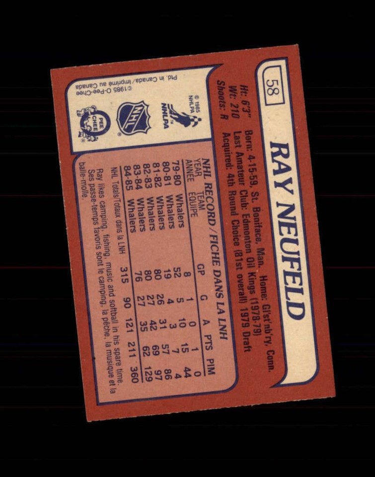 1985 O-Pee-Chee Hockey #058 Ray Neufeld STARX 8 NM/MT CS73392 | eBay