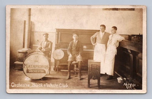 Matamoros Orchestra Band at Black & White Club Bar RPPC Antique Photo ...