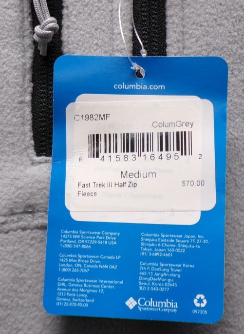 Columbia Sportswear Fast Trek lll Half Zip Fleece Pullover Jacket Grey ...